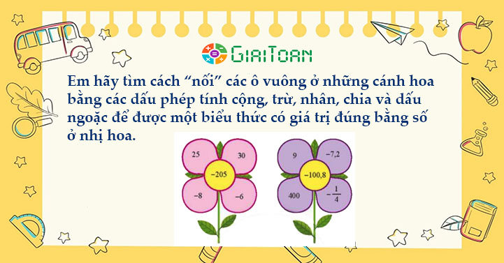 Em hãy tìm cách “nối” các ô vuông ở những cánh hoa bằng các dấu phép ...