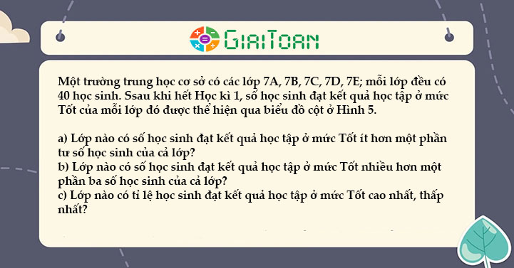 Một trường trung học cơ sở có các lớp 7A, 7B, 7C, 7D, 7E; mỗi lớp đều ...